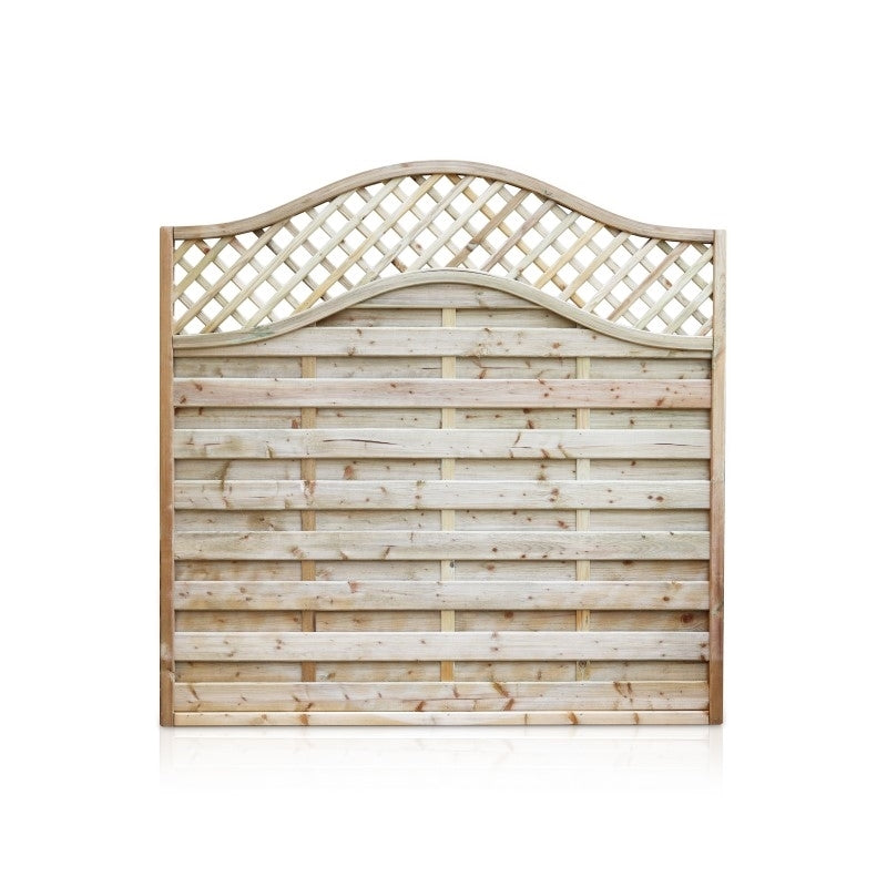Omega Lattice Top Fence Panels With Curved Trellis Top
